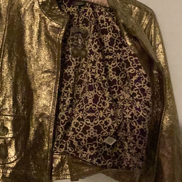 George | Jackets & Coats | Vintage Gold Foil Leather Jacket | Poshmark